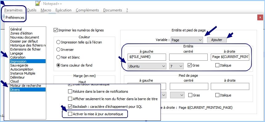 Paramétrage de base de NotePad++